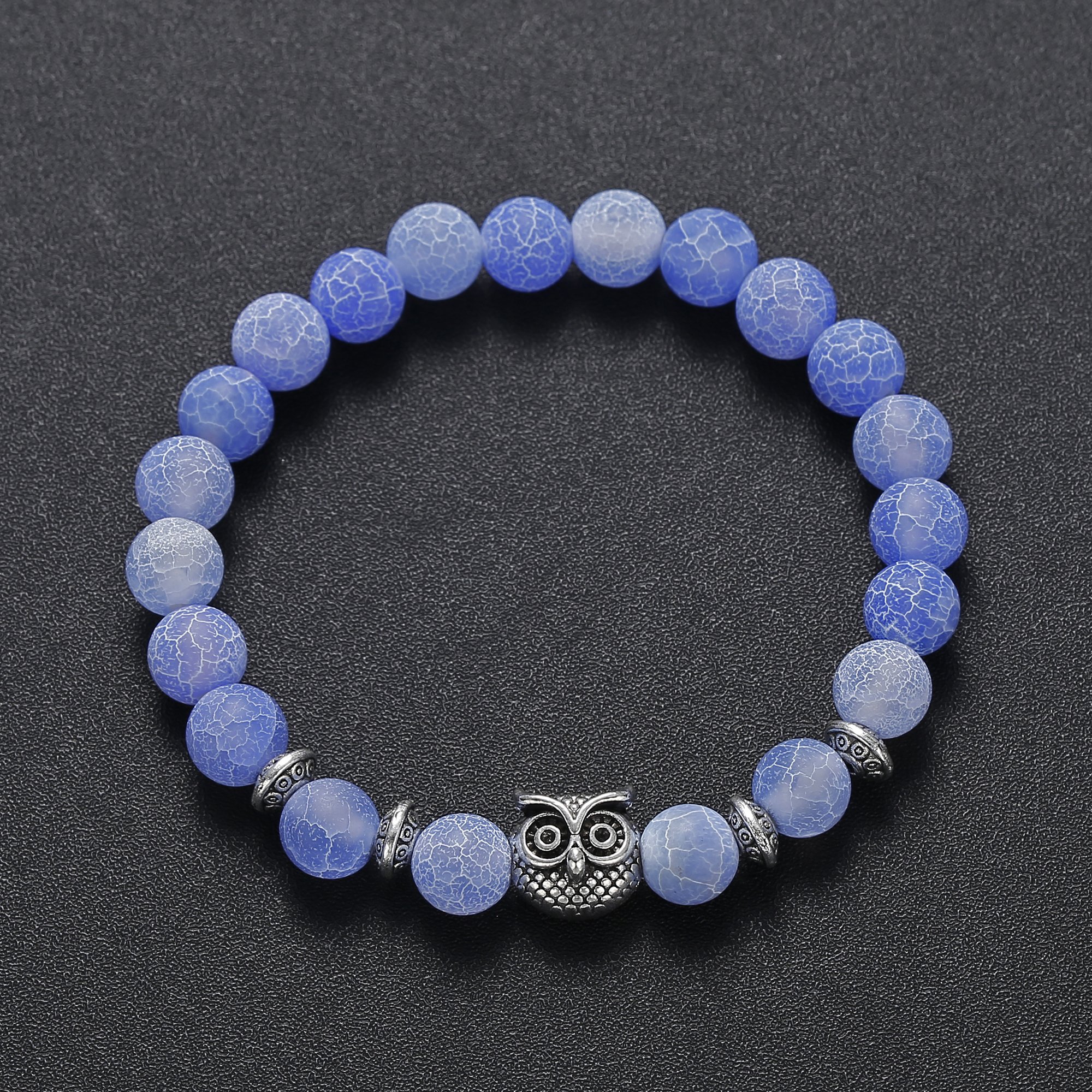 ZHEPIN Owl Bracelet Mala Beads Spiritual Energy Beaded Bracelet for Women Men