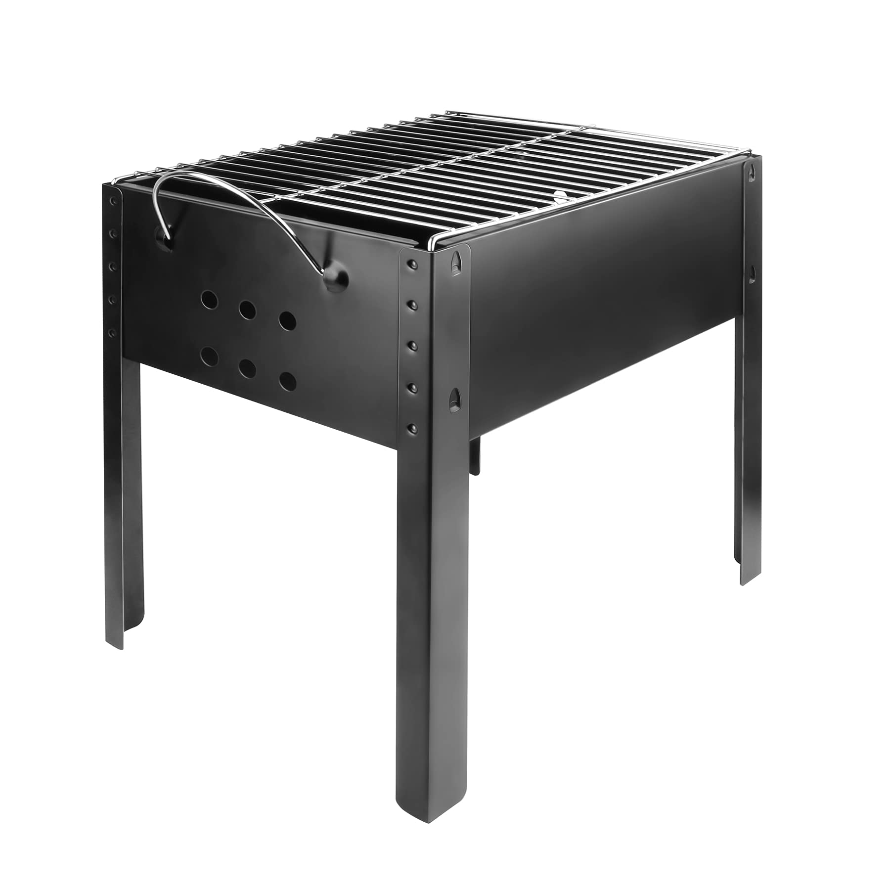 YSSOA 14” Portable Grill Charcoal Barbecue Grill, Small D, Portable Grill,Detachable Grill, Mini Tabletop Camping Grill BBQ, Black