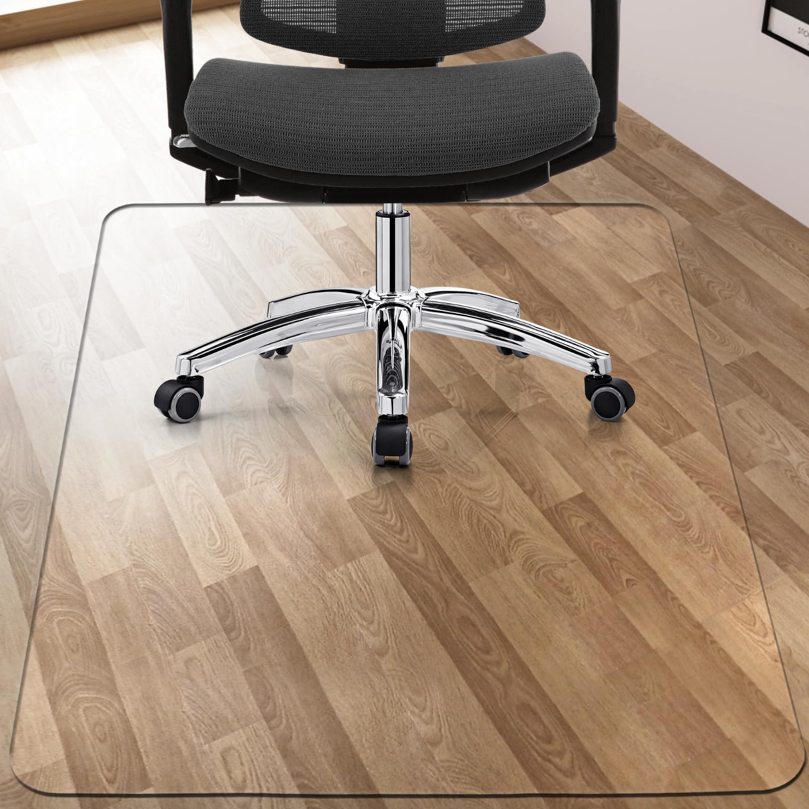 Transparent Non-slip Chair Mat,Large Floor Protector,Can be Used on Hardwood Floors,Non-slip Not Stuck Wheels,Easy to Clean,1/7" Thick,48"x36"