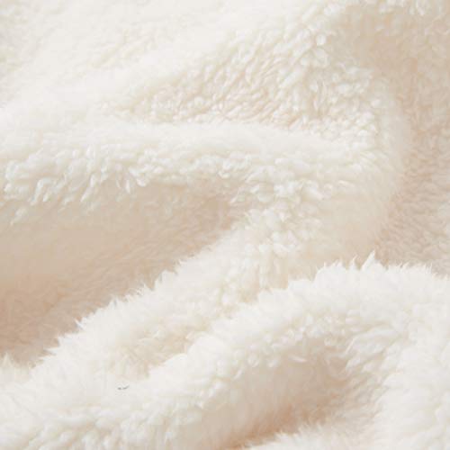 HMBEIXYP Girl's Polar Fleece Sherpa Pullover Fuzzy Fleece Sweatshirt Hoodie with Pockets White 90CM