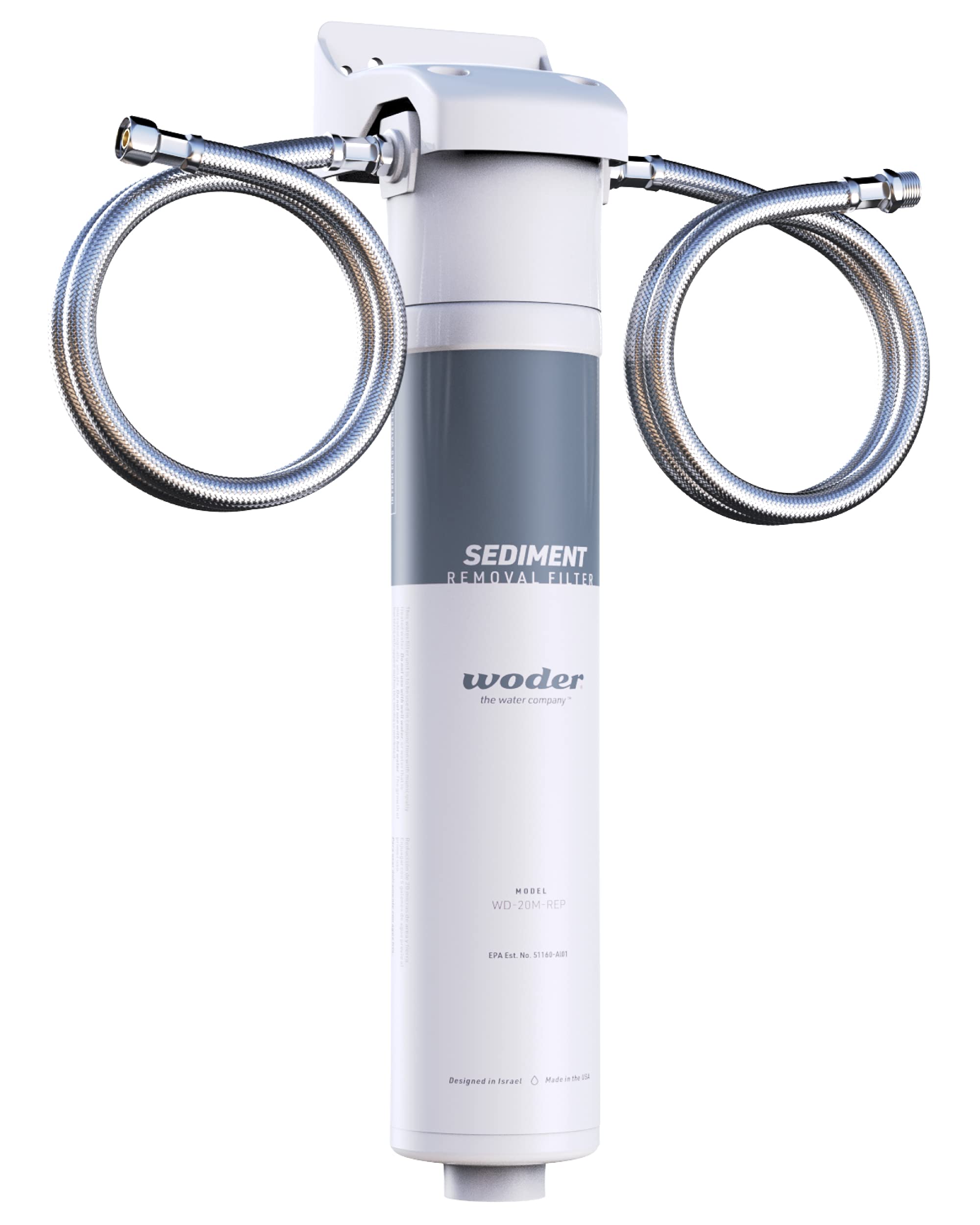 Woder WD-S-20M Under Sink 20micron Pre-Sedimentation Water Filter for Sediment, Dirt, Rust, Scale, Sand, Silt and Contaminant Removal. Made in The USA
