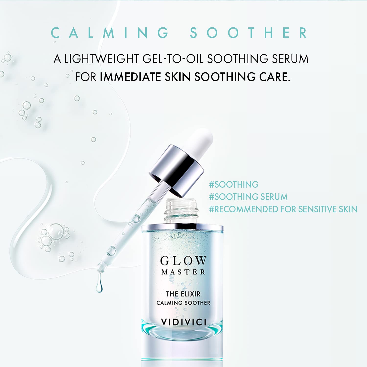 VIDIVICI Glow Master The Elixir Calming Soother - Soothing Face Serum with Aloe, Cica, and Panthenol for Sensitive Skin β Redness Relief β Moisturizing Oil Formula, 1.01 fl.oz.