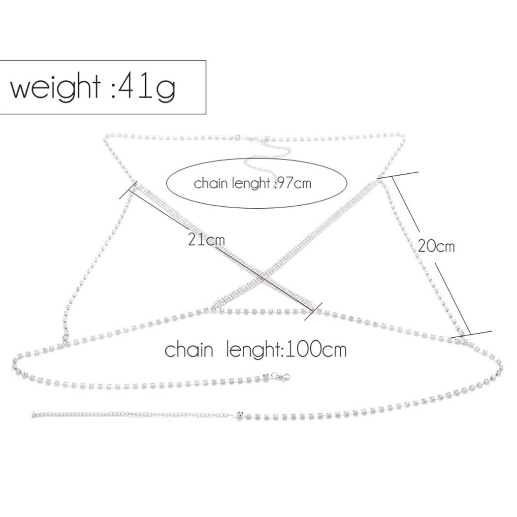 Zoestar Rhinestone Bra Chains Crystal Bikini Chest Chain Party Body Chain Jewelry for Women