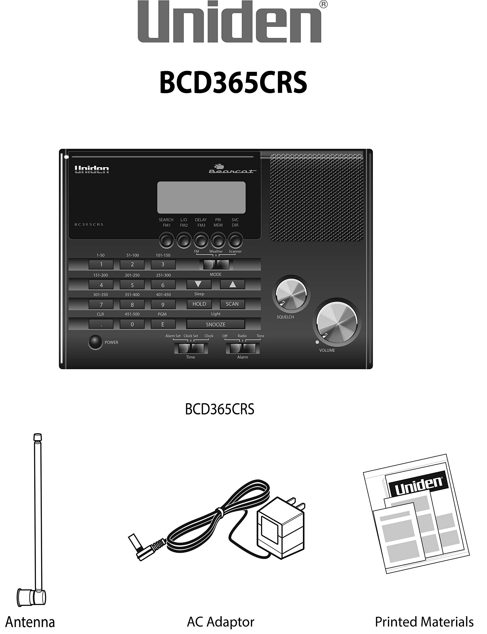 Uniden BC365CRS 500 Channel Clock/FM Radio Scanner with Weather Alert & BC355N 800 MHz 300-Channel Base/Mobile Scanner, Close Call RF Capture, Black