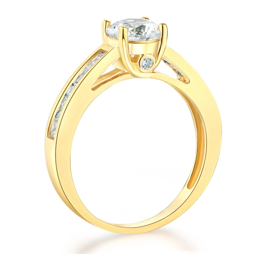 TWJC 14k Yellow Gold Solid Wedding Engagement Ring - Size 5
