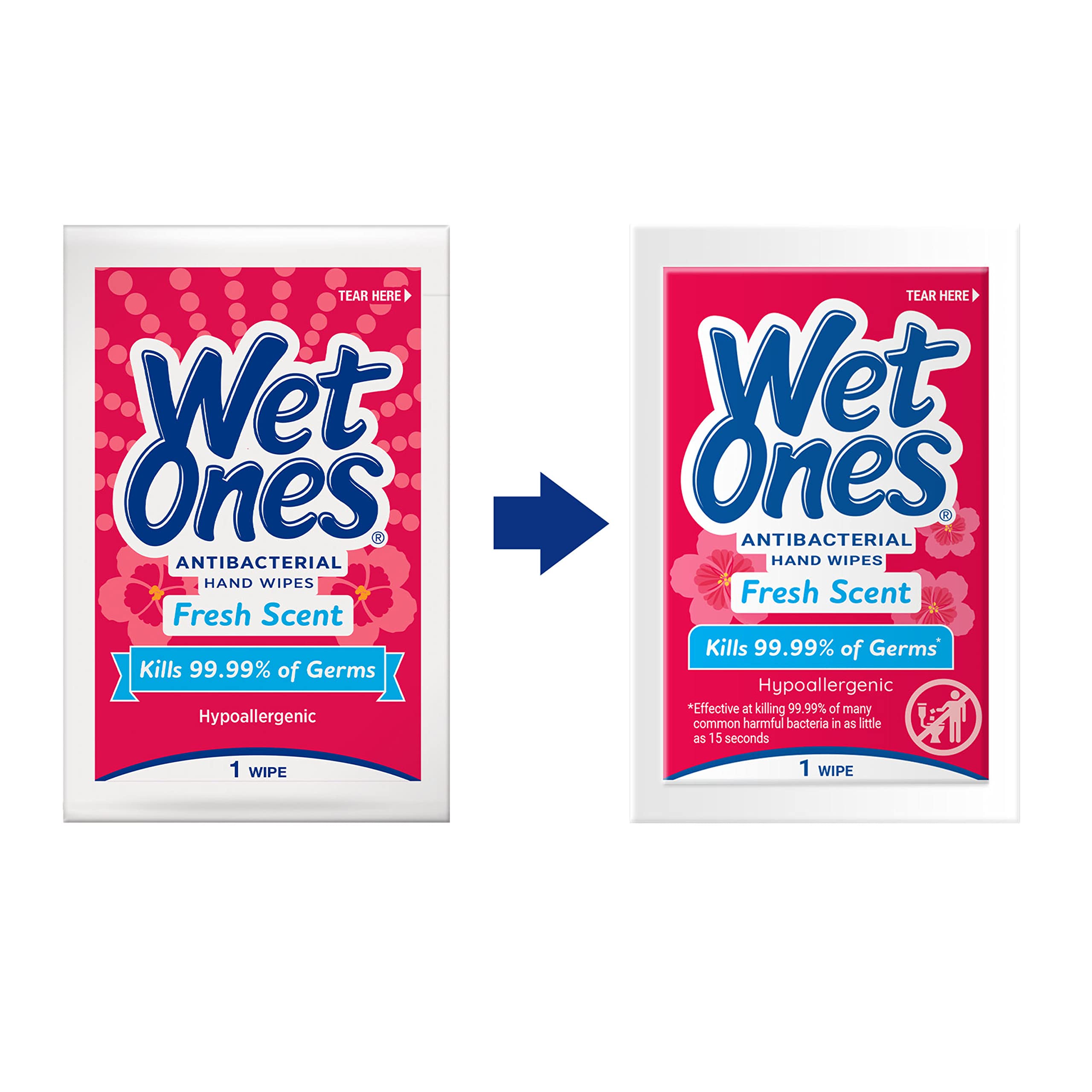 Wet Ones Antibacterial Hand Wipes Singles, Fresh Scent Wipes | Individual Wipes, Antibacterial Wipes, Hand Wipes Individually Wrapped | 24 ct. (6 pack)