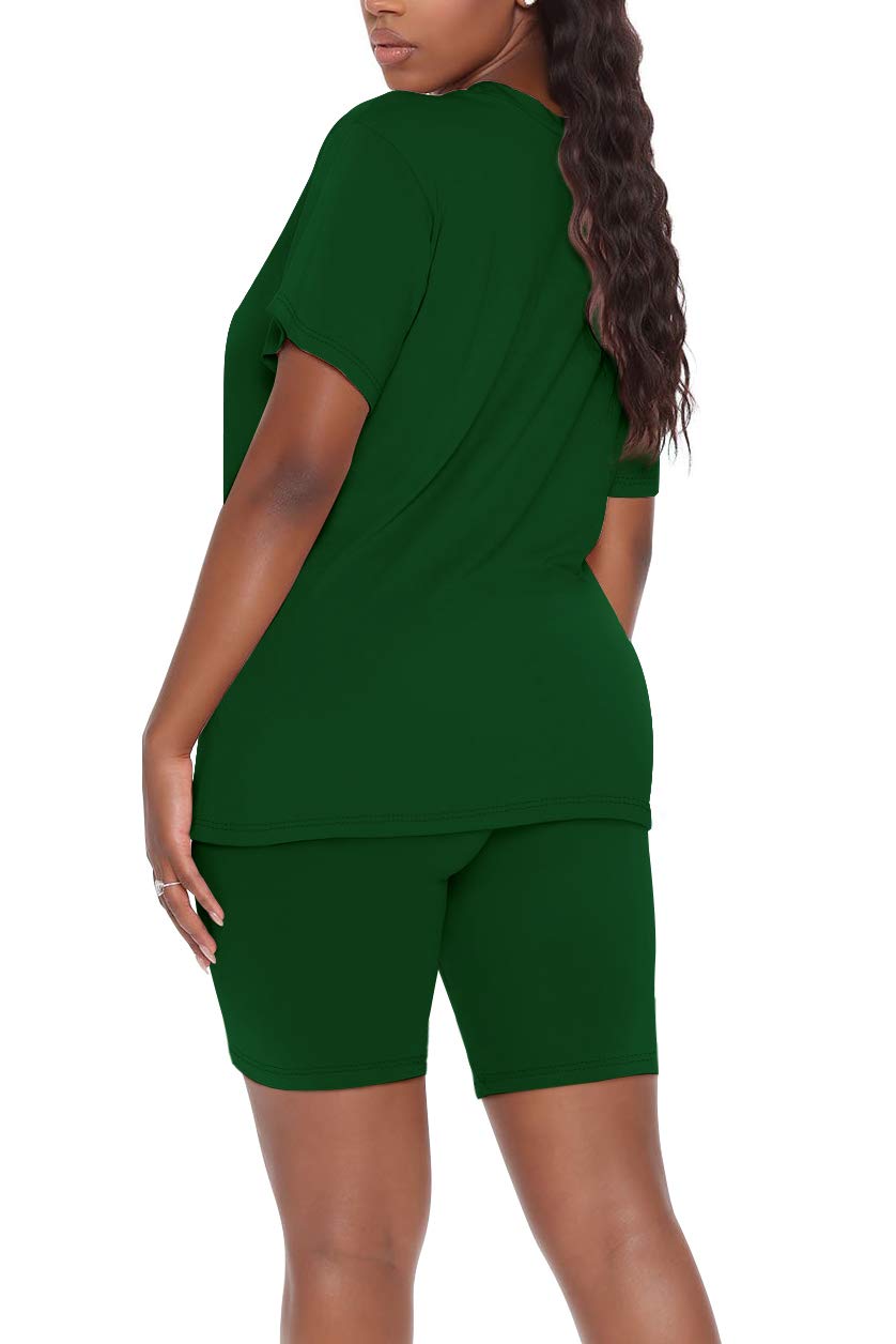 WIHOLL St Patricks Day Outfits for Women Summer Short Sleeve Pajama Set Green M