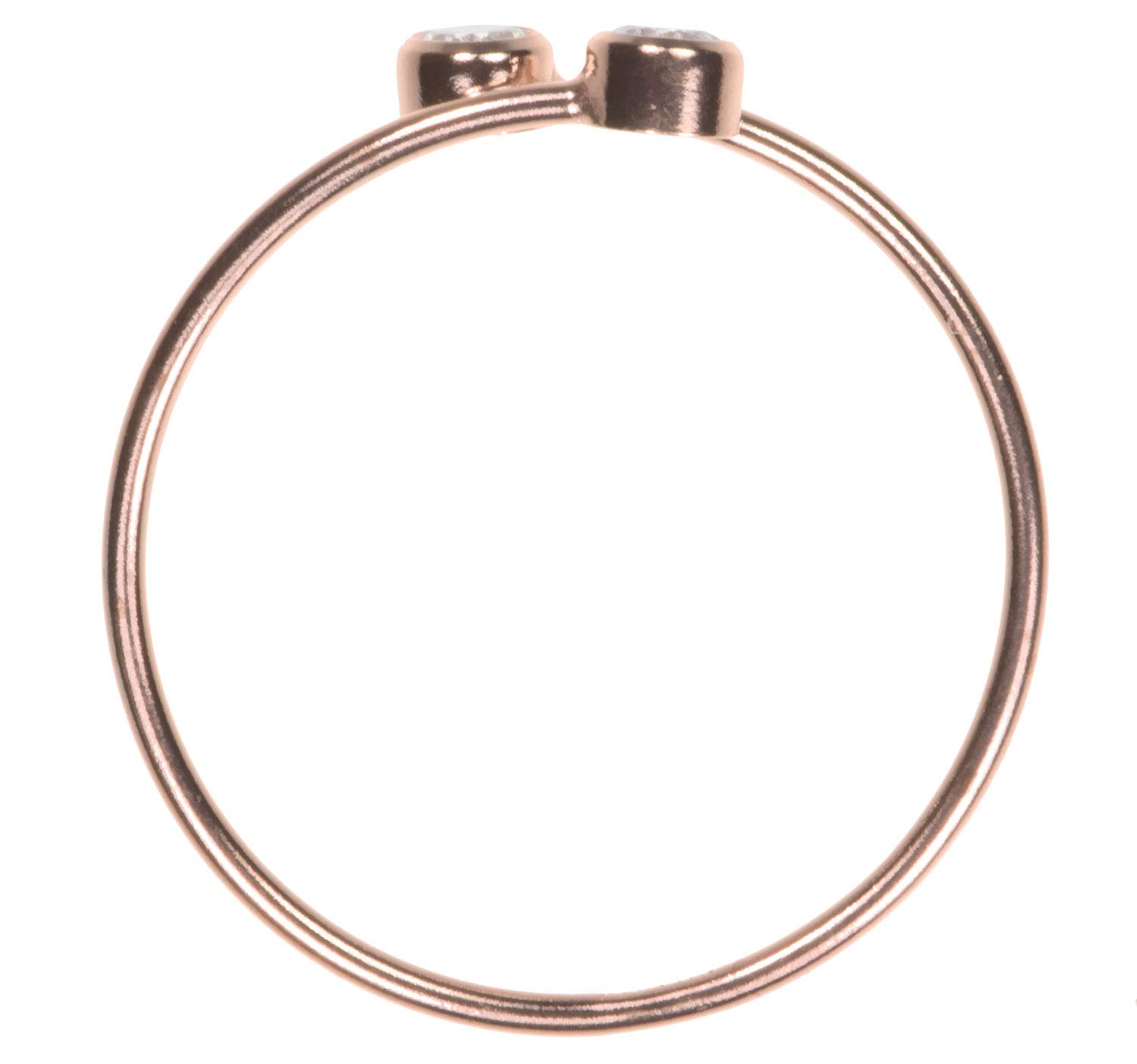 uGems 14K Gold Filled 2-CZ White Adjustable Ring Size 8