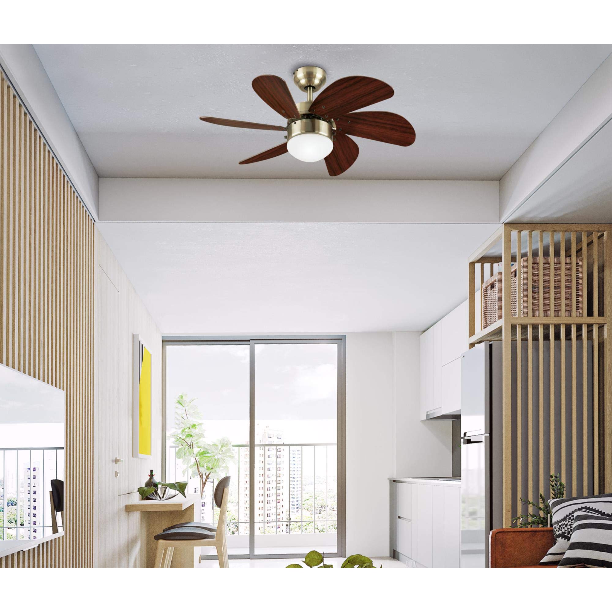 Westinghouse 7234700 Turbo Swirl Indoor Ceiling Fan with Light, 30 Inch, Antique Brass