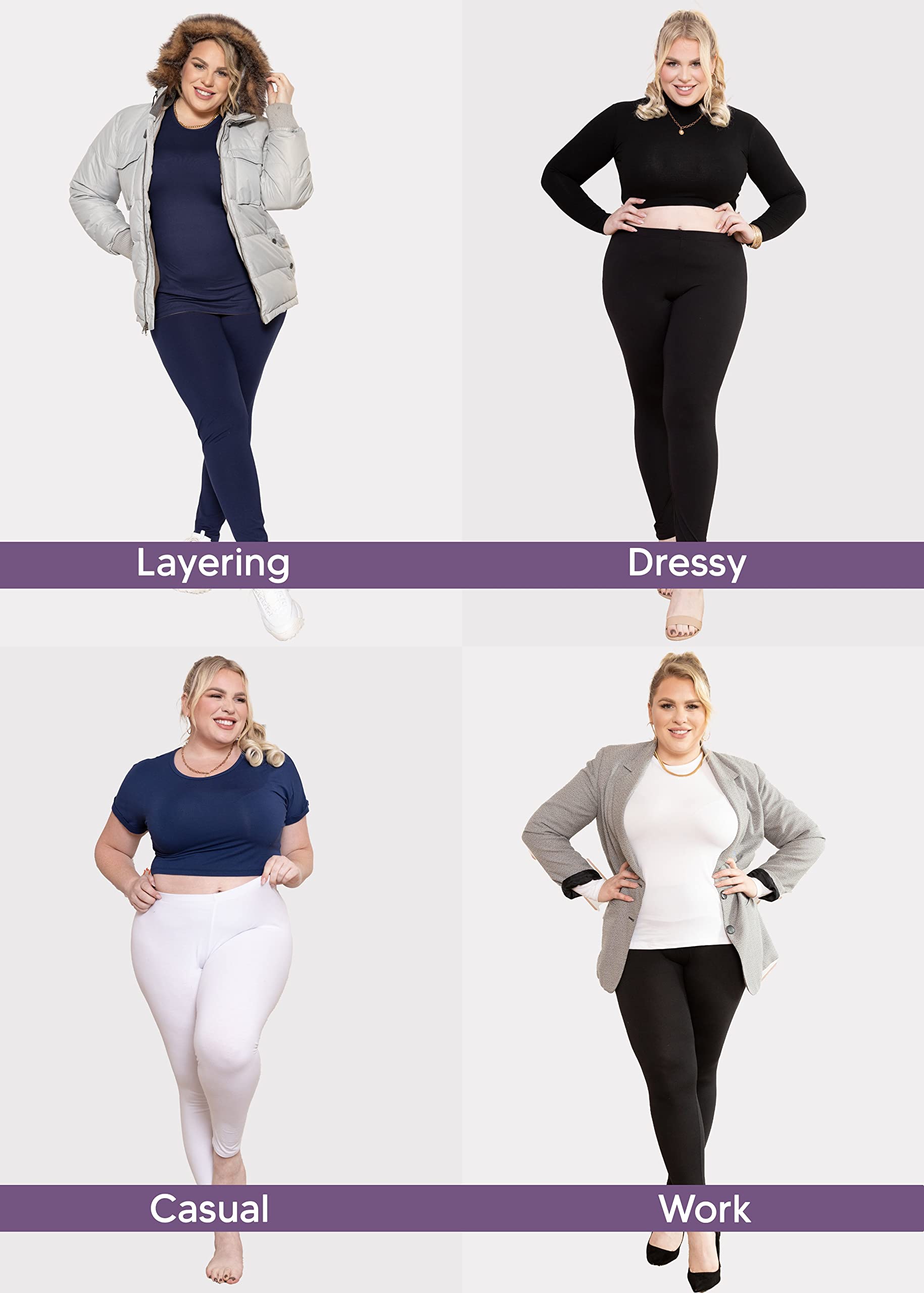 Women's Cotton Plus Size Leggings Black 4X