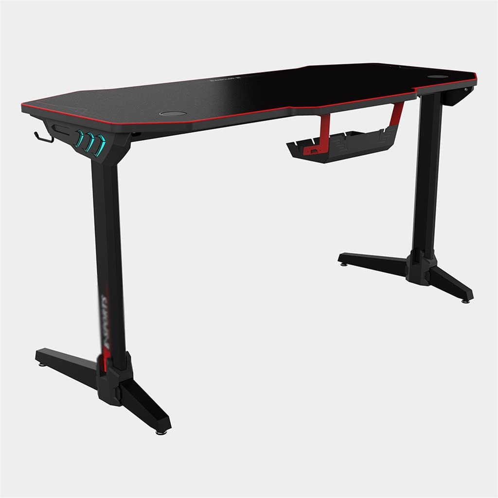 WFHTU 55 Inch Computer Laptop Desk Ergonomic Gaming Desk E-Sports Computer Table PC Workstation with Mouse Pad Gamer Tables RGB Light