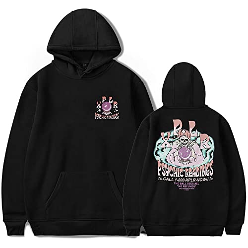 WYLINGER XPLR Sam And Colby Hoodies Merch Skull Print Sweatshirt Women Long Sleeve Pullover Men Casual Hooded Clothes (black,X-Large)