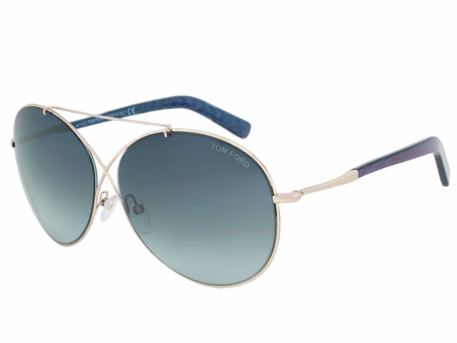Tom Ford Women's Iva FT0394 28W Sunglasses, Gold/Navy, 62mm x 13mm x 140mm