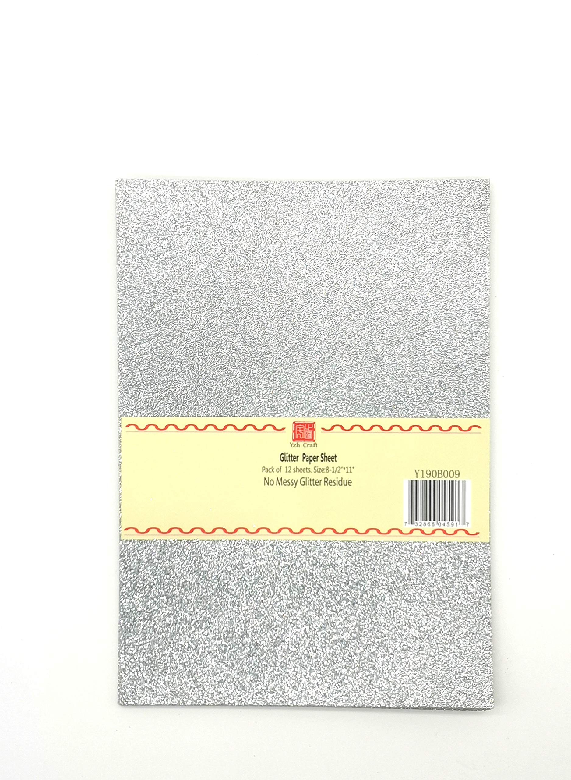 YZH Crafts Glitter Cardstock Paper, No-Shed Shimmer Glitter Papers, Cut Craft and DIY Projects Card stock, Sparkly Paper for Card Making, 8.27 x 11.69 Inch, A4 Size, 10 Sheets (Silver).
