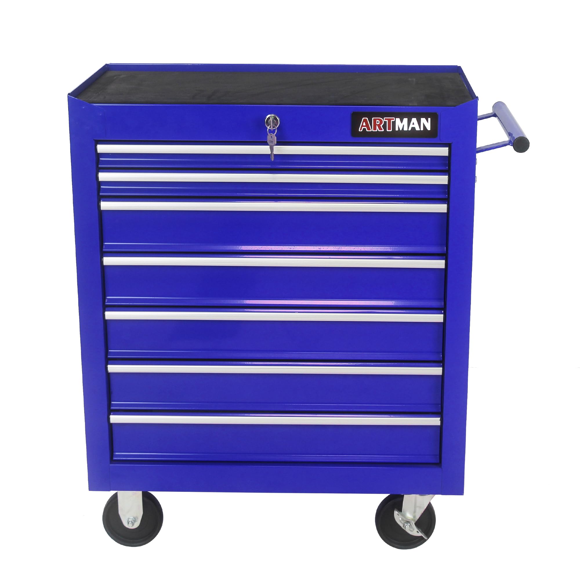 Tool Cart on Wheels 24.2in，7 Drawers Rolling Tool Box，Locked Drawers Storage Organizer Cabinet for Garage, Warehouse, Repair Shop, Workshop