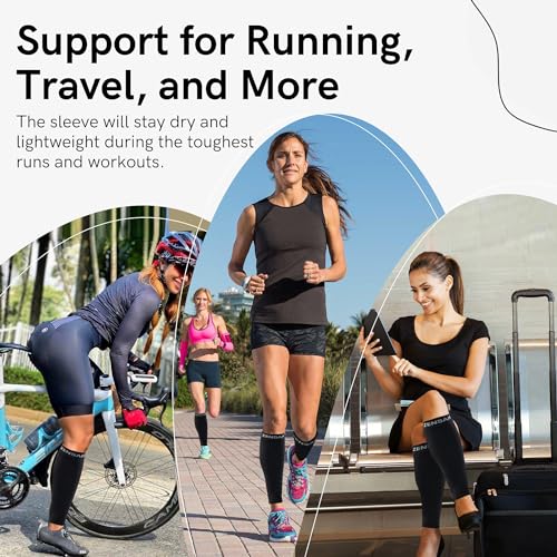 Zensah Running Leg Compression Sleeves β Shin Splint, Calf Compression Sleeve, Made in USA for Sports, Travel, Men and Women (Black, Small/Medium)