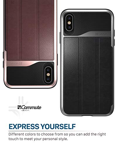 VENA iPhone Xs Max Wallet Case, vCommute (Military Grade Drop Protection) Flip Leather Cover Card Slot Holder with Kickstand Designed for Apple iPhone Xs Max - Space Gray