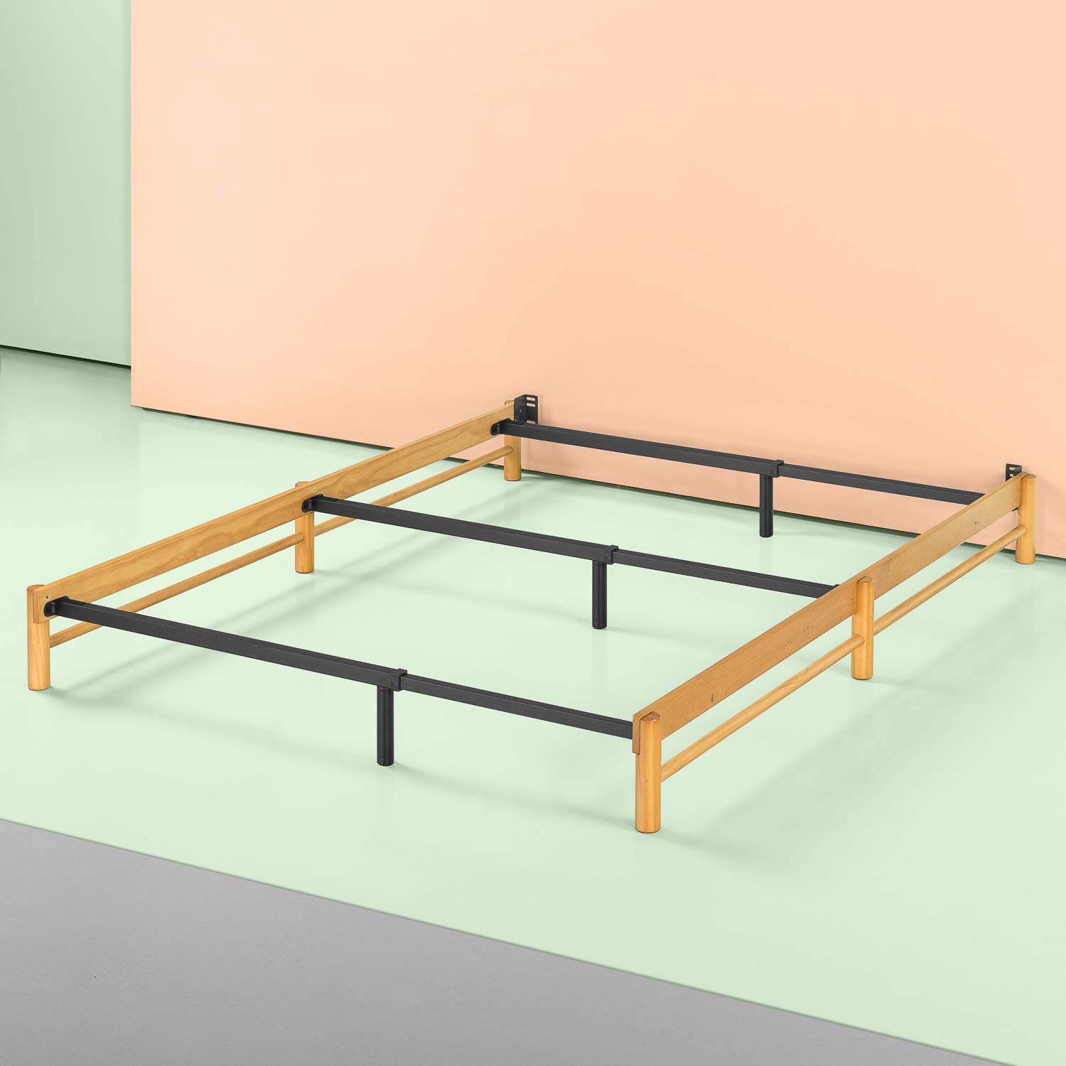Zinus Newport Adjustable Wood Compack Bed Frame, Full to King