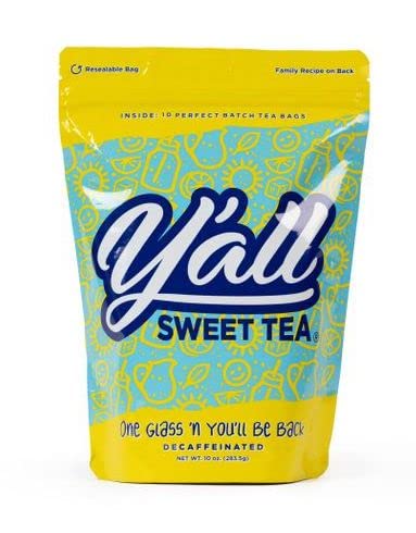 Y'all Sweet Tea - Pack of 10 Perfect Batch Tea Bags - One Gallon Size (DeCaffeinated)