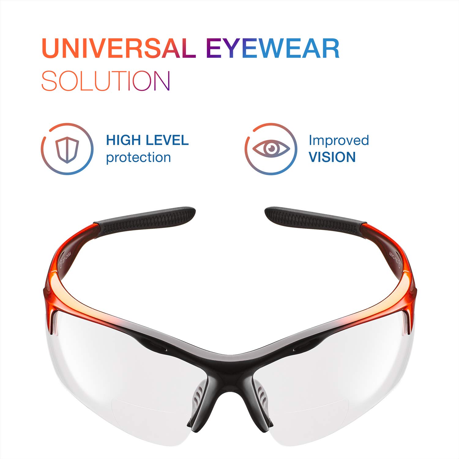 ToolFreak Rebel Bifocal Safety Glasses 1.5 Clear, Rated ANSI z87+ Impact/UV