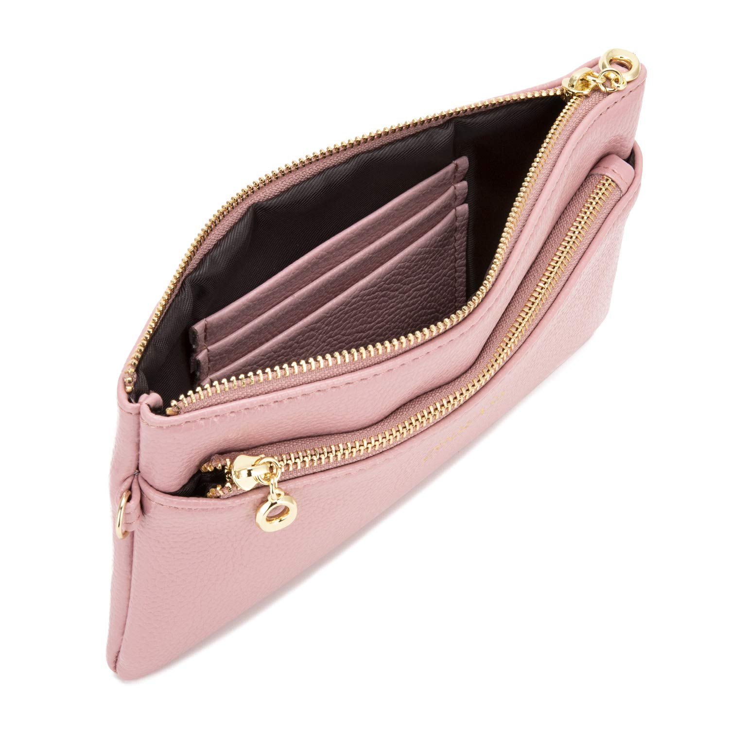 ZOOEASS Women Vegan Leather Wristlets Bag, Clutch Organizer Wallets Purses for iPhone(Pink Long)