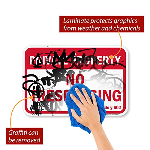 SmartSign 12 x 18 inch “Private Property - No Trespassing” Official California State Metal Sign, 63 mil Laminated Rustproof Aluminum, Red and White