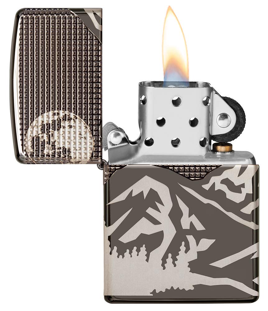 Zippo Armor Mountain Design Black Ice Pocket Lighter, one Size