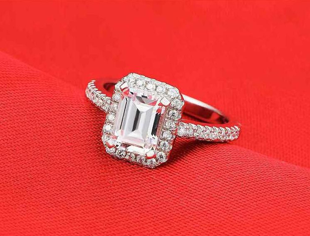 Tenfit Jewelry Women's Ring 18k Gold Plated Square Cubic Zircon Engagement Ring 118,Size:7