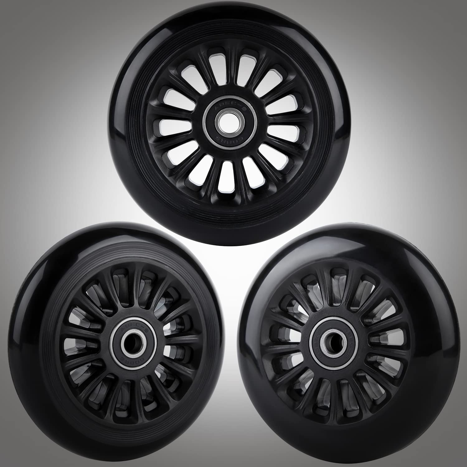 WHEELCOME Polyurethane Replacement Wheels w/Bearings ABEC-9 Compatible with Ezyroller Classic Drifter Junior Drift and Ride-On Toy Scooters (Set of 3)