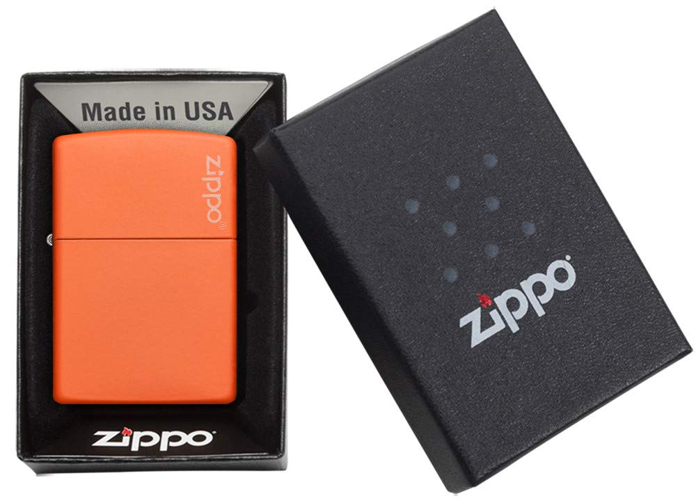 Zippo Classic Orange Matte with Logo Pocket Lighter