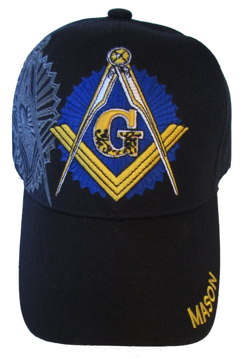 USA Headwear Freemason Embroidered Black Adjustable Hat Mason Masonic Lodge Baseball Cap (Black)