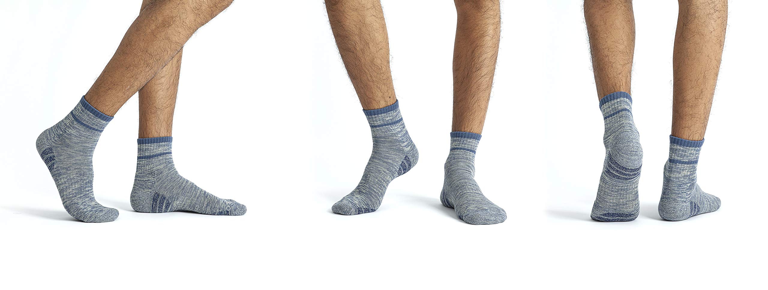 u&i Men's Performance Cushion Cotton Athletic Quarter Crew Socks