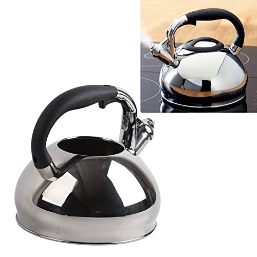 Whistling Tea Kettle Large Capacity 304 Stainless Steel with Fast Heating and Ergonomic Handle for Home Office (2.3L)
