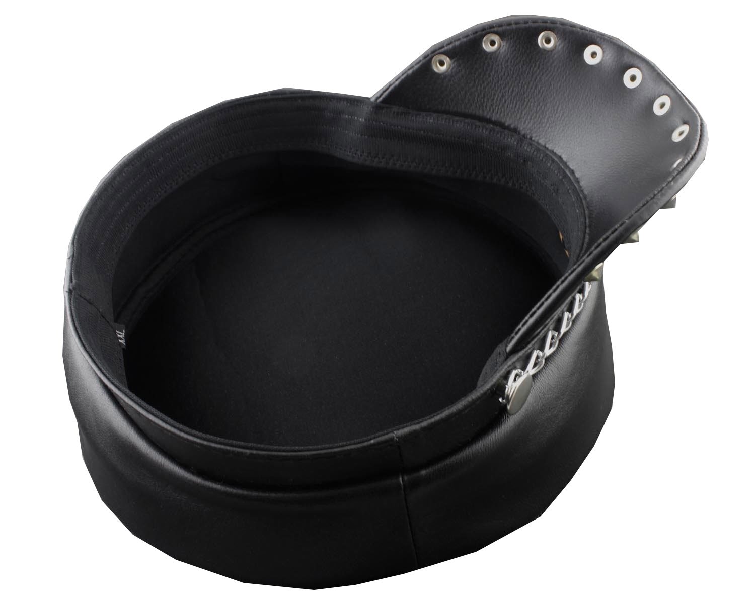 vogueteen New! Métal Rivet clouté crâne Hommes en Cuir véritable Biker Punk Rocker Cap (59cm-60cm) Black