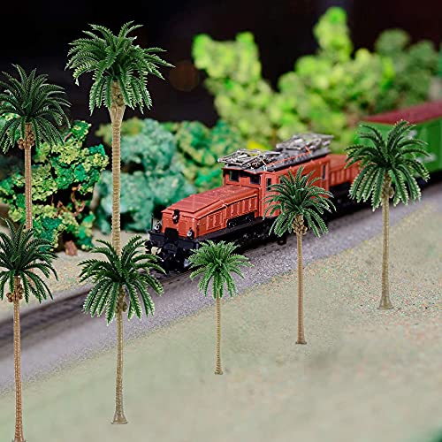 Woohome 60 PCS Model Trees Coconut Palm Model Trees, Mixed Model Trees for Model Train Railway Architecture Diorama DIY Scenery Landscape