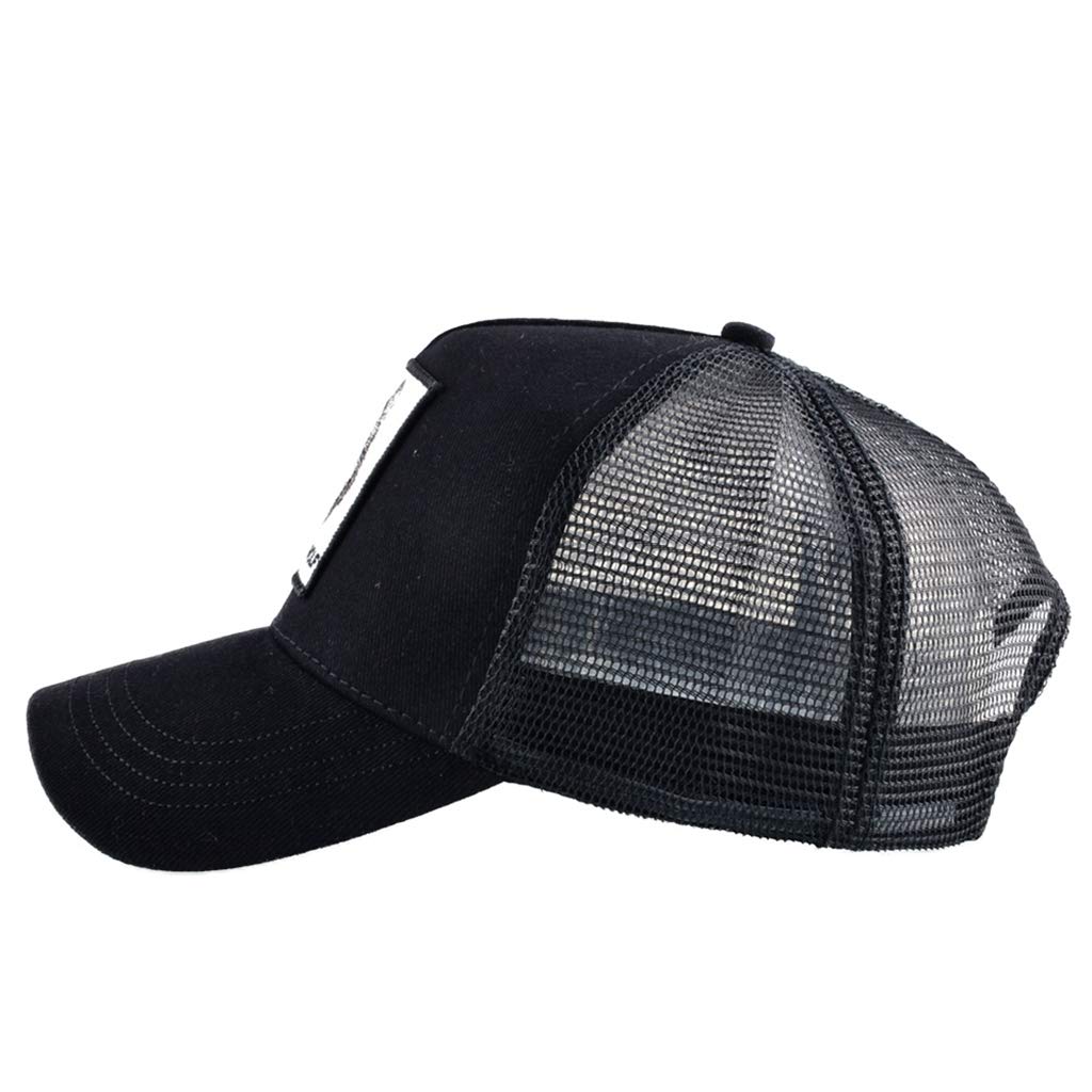 Unisex Animal Mesh Trucker Hat Strapback Square Patch Baseball Caps (One Size, Black Tiger)