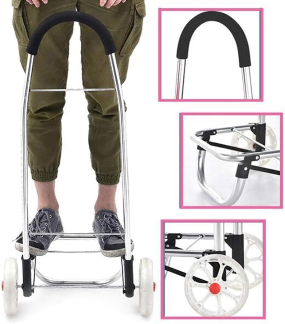 XDMINGY Folding Shopping Cart, Portable Folding Hand Truck Detachable Waterproof Backpack Large Capacity Lightweight Aluminum Alloy Grocery Utility Carts, 94*32cm