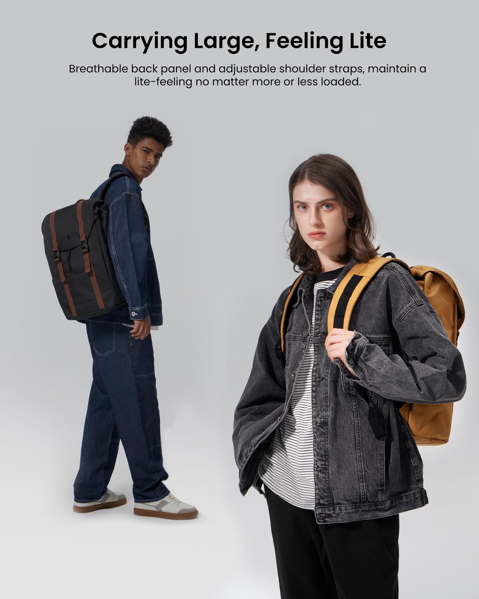 tomtoc Flap Laptop Backpack, Lightweight, Water-Resistant Travel Casual Daypack, Slim Durable Work-pack Rucksack for 13-16 Inch MacBook Laptop, Large Capacity, 17L, Black