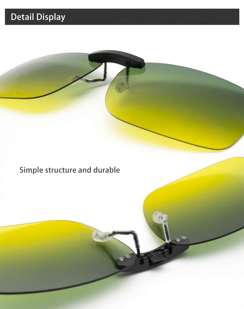 UpaClaire Night Driving Glasses Clip-On Polarized Glare-Free, High Definition Vision Super Light