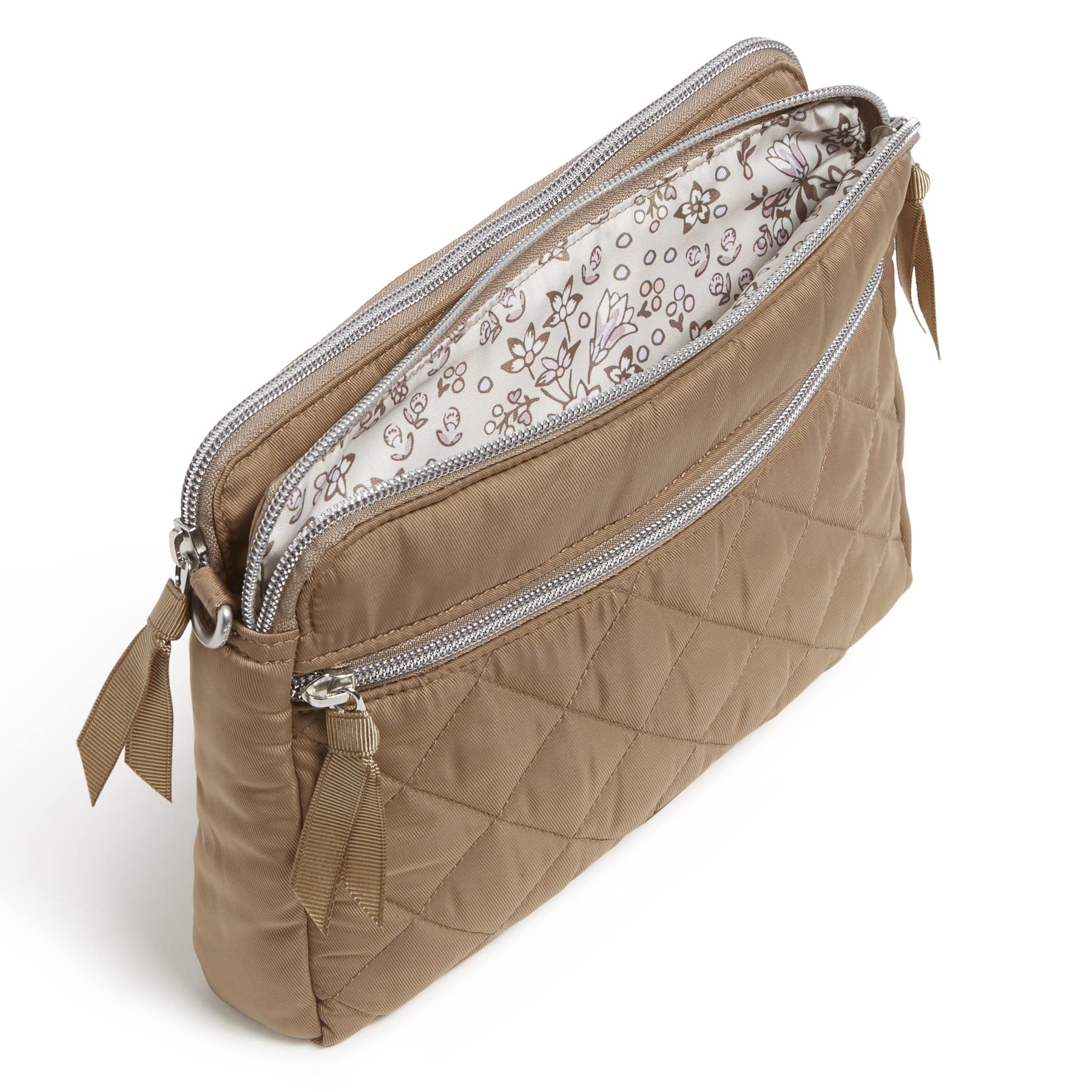 Vera Bradley Women's Performance Twill Triple Compartment Crossbody Purse, Meadowlark Tan, One Size