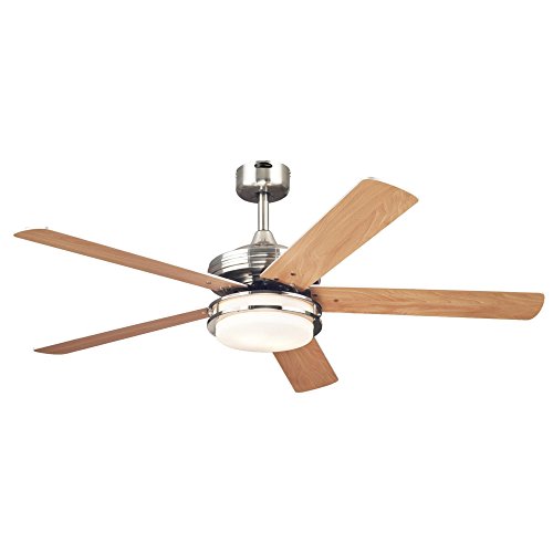 Westinghouse 7209100 Castle 52-inch Brushed Nickel Indoor Ceiling Fan, LED Light Kit with Opal Frosted Glass, No Size