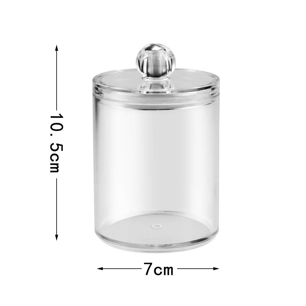 Twdrer Premium Small 2 Pack Quality Clear Plastic Qtip Dispenser Jars with Lids,Cotton Swab Cotton Ball Cotton Rounds Swab Holder Canister for Bathroom Accessories