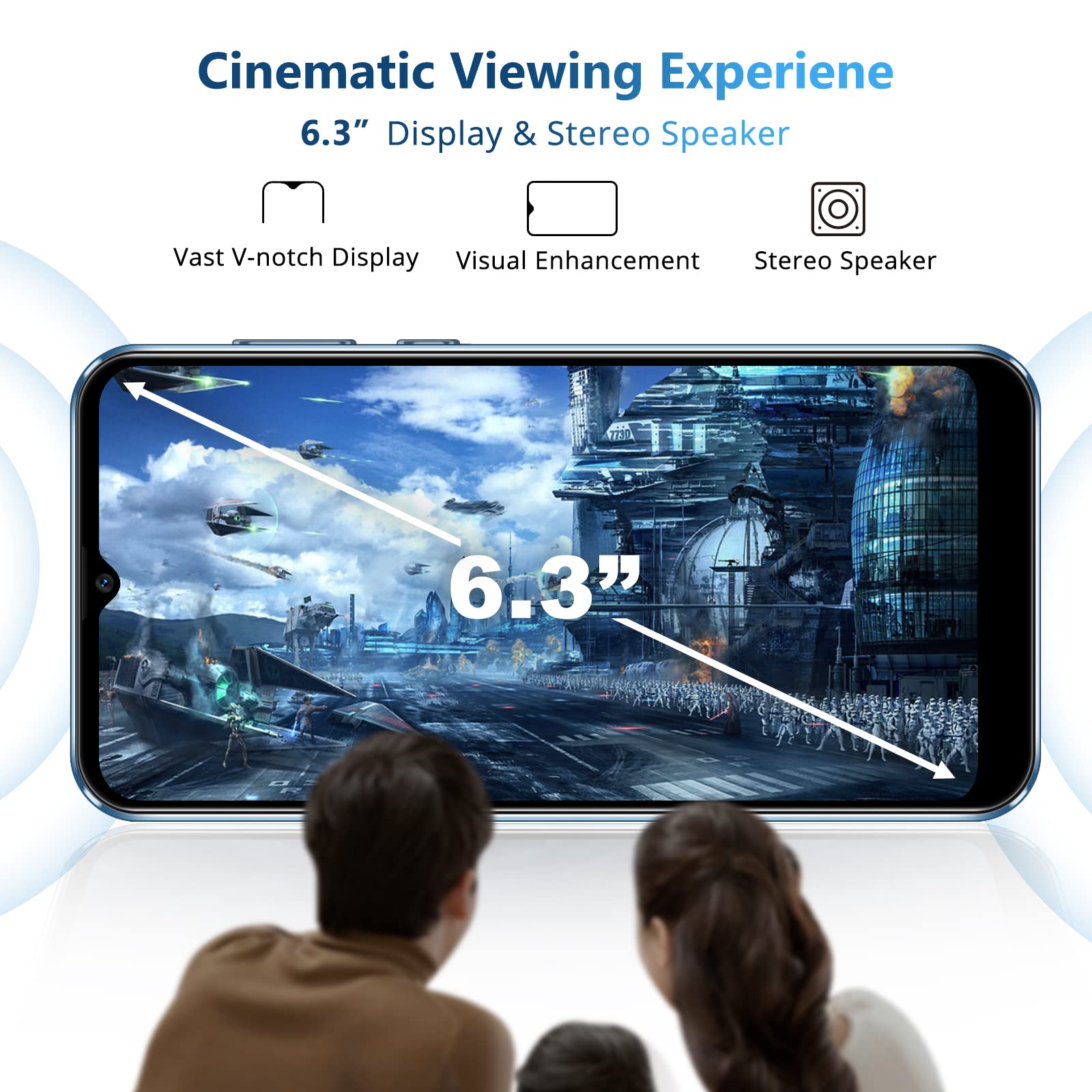 Xgody X18 4G LTE Unlocked Android Phone, 6.3 Inch Cell Phones, Android 10 OS Dual SIM Cheap Smartphone Unlocked, Quad Core 2GB+16GB, Dual 5MP+8MP Camera, 4000mAh Battery, Face ID Smart Phone (Blue)
