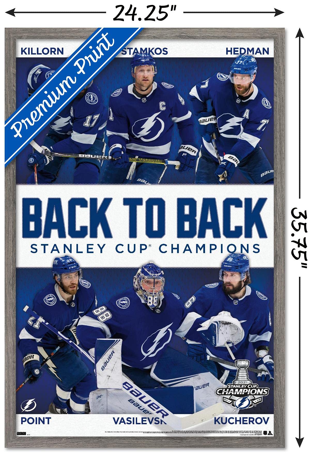 Trends International NHL Tampa Bay Lightning - 2021 NHL Stanley Cup Champions Wall Poster, 22.37" x 34.00", Poster & Mount Bundle