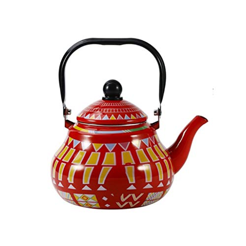 ZNZN Enamel Kettle Large Capacity Kettle Creative Gas Stove Geometric Pattern Teapot (1.5L/50.70Z, 2L /67.6OZ, 2.5L /84.5OZ) Multifunctional Water Kettle (Color : B, Size : 1.5L (50.70Z))