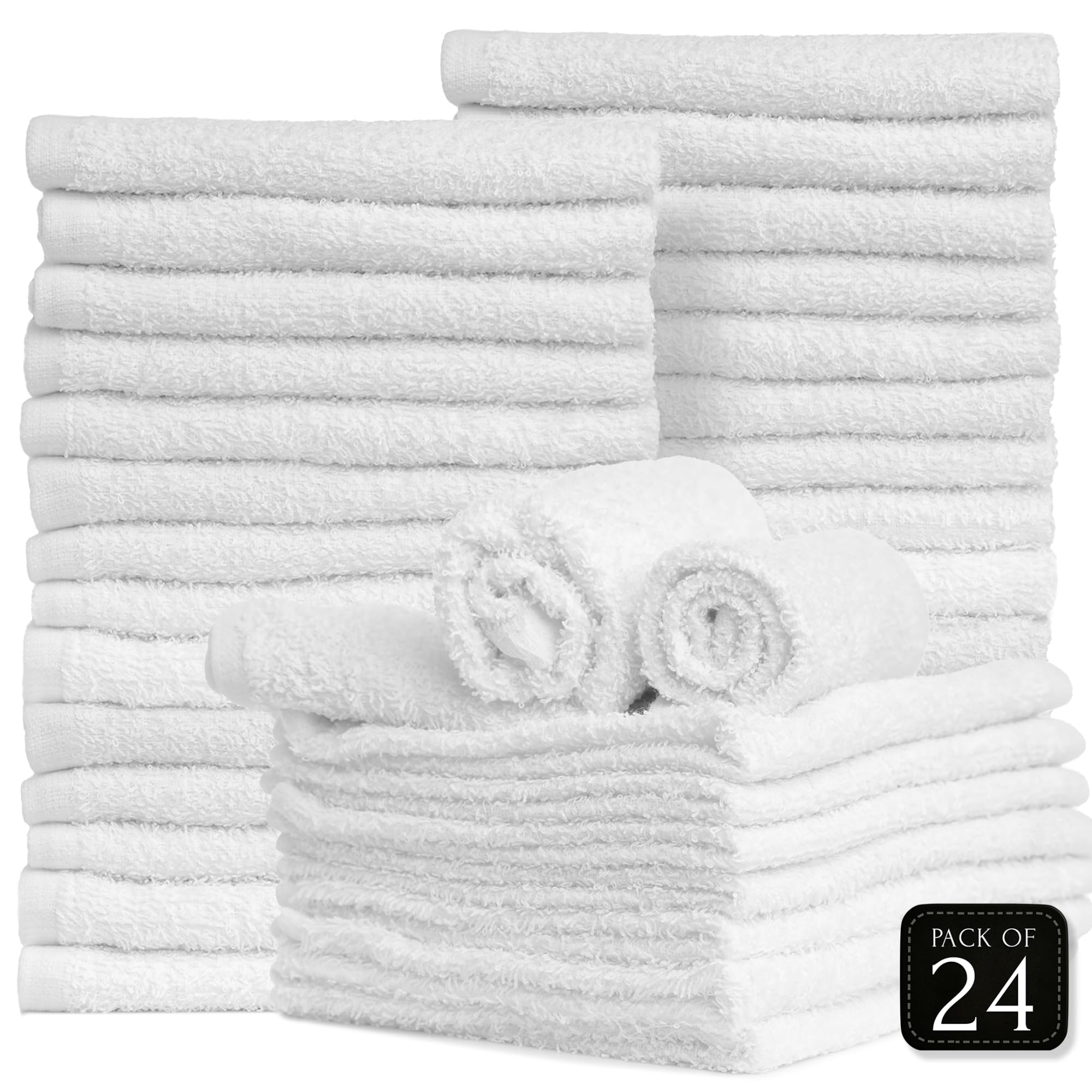 TEXTILE EMPIRE 24 Pack White Spa Towels for Facials -16"x27" Hair Salon Towels Salon Facial Towels for Estheticians Soft Toallas para Salon De Belleza Barber Towels Shaving Towels (Not Bleach Proof)