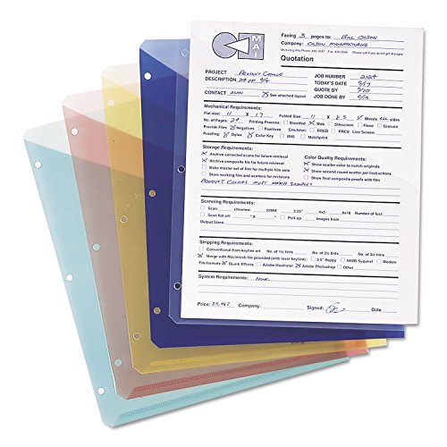 Smead Organized Up Poly Translucent Slash File Jacket, Three-Hole Punched, Letter Size, Clear, 5 per Pack (89506)