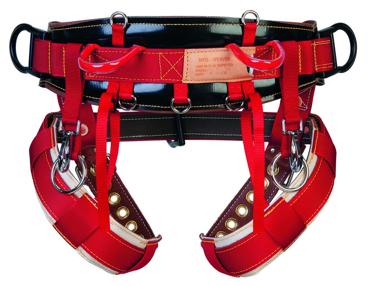 Weaver Leather WLC 530 1 Floating Dee with Padded Nylon Leg Straps, Large, Brown/Red