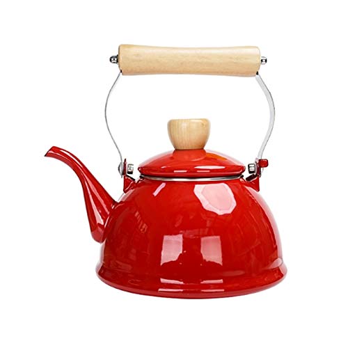 ZNZN Enamel Kettle Thickened Red Kettle Retro Stovetop Induction Cooker Natural Gas Home Restaurant Teapot (1.4L, 47.3OZ) Multifunctional Water Kettle