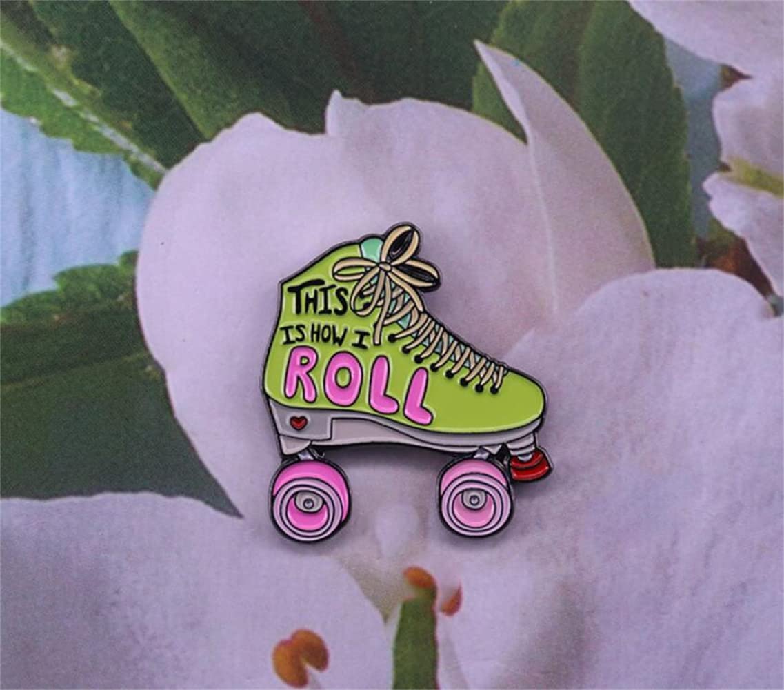 This is how I roll roller skates enamel pin retro skating brooch funny puns Roller Derby badge vaporwave aesthetic 80s kids gift